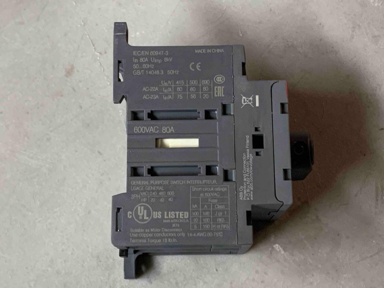 ABB, OT80F3, 1SCA105798R1001, 3P, 80A Disconnector Disconnect Switch ...