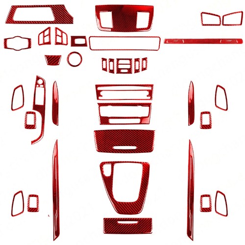 50Pcs Red Carbon Fiber Full Interior Trim Dash Cover For BMW 3 Series ...