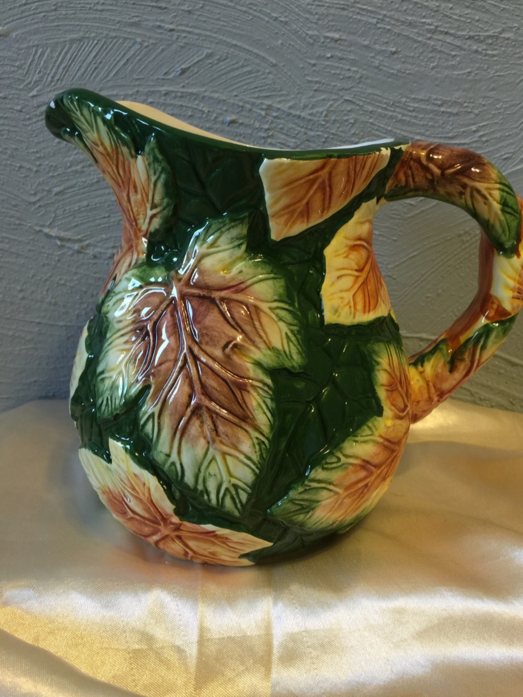Thanksgiving/Fall Pitcher With Autumn Leaves | eBay