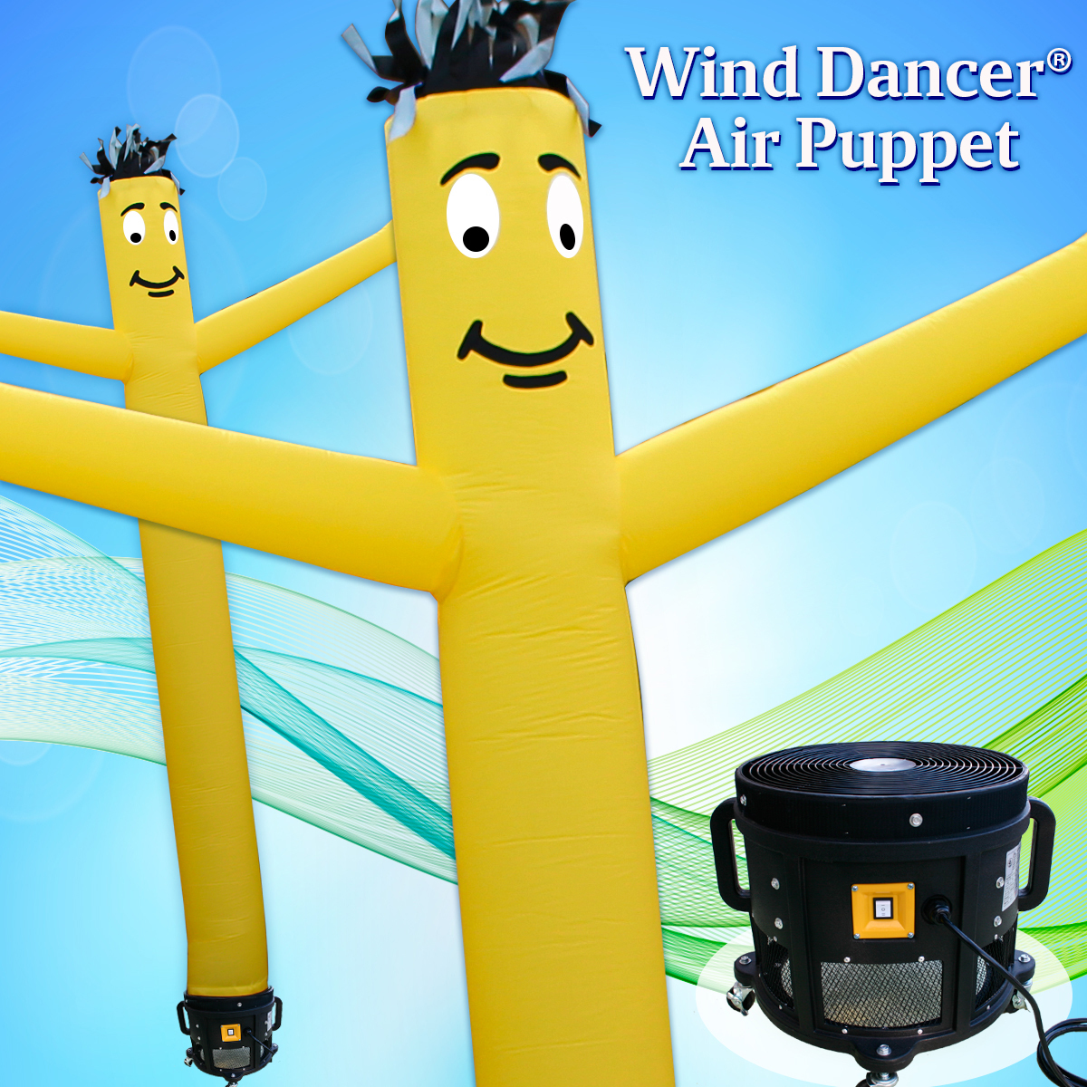 15' Yellow Wind Dancer Air Puppet Sky Wavy Man Dancing Inflatable Tube ...