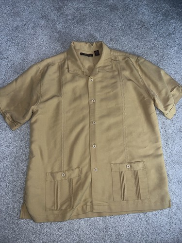 Cubavera Mens Soft Yellow Bowling / Cuban Rayon Blend Button Up Shirt ...