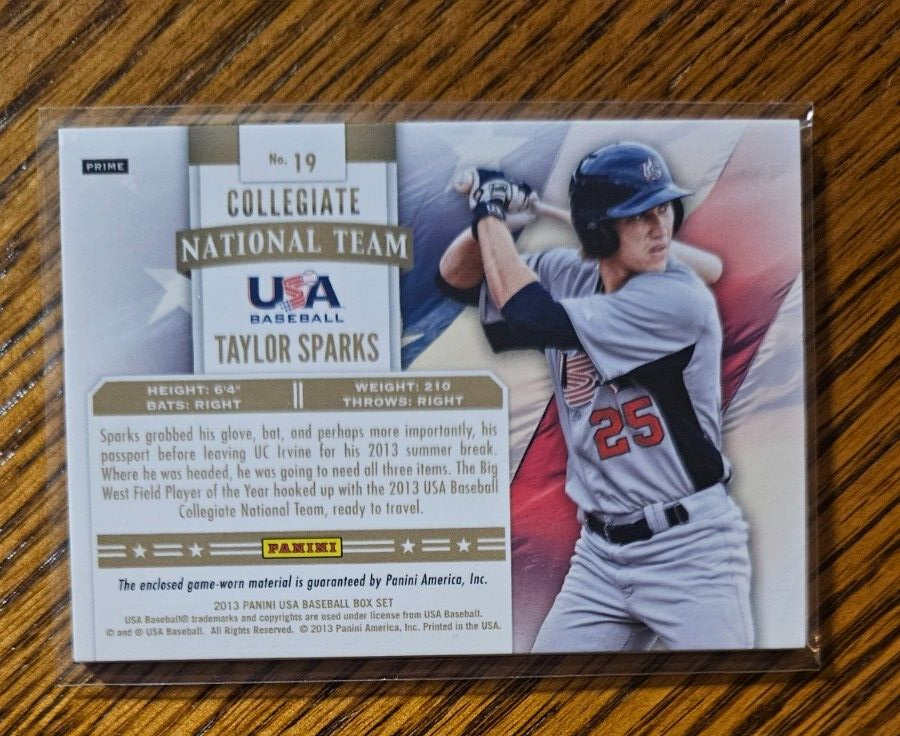 Taylor Sparks -2013 USA Baseball Prime Collegiate Game Worn Patches ...