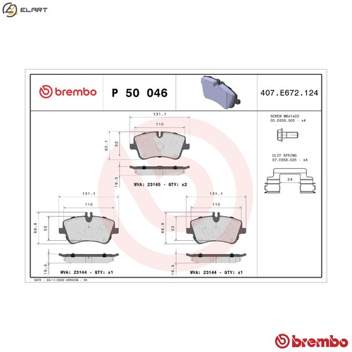 BRAKE PAD SET DISC BRAKE P 50 046 FOR MERCEDES-BENZ C-CLASS/T-Model ...