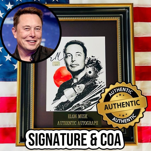 🚀AUTHENTIC COA Elon Musk Hand Signed Tesla Automotive Autograph ...