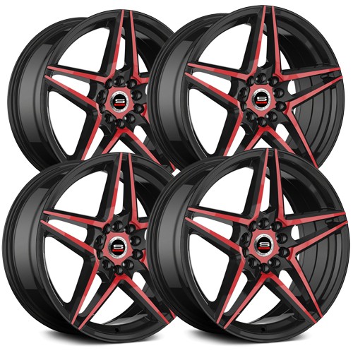 (Set of 4) Spec-1 SP-54 17x7.5 5x105/5x4.5" +42mm Black/Red Wheels Rims ...