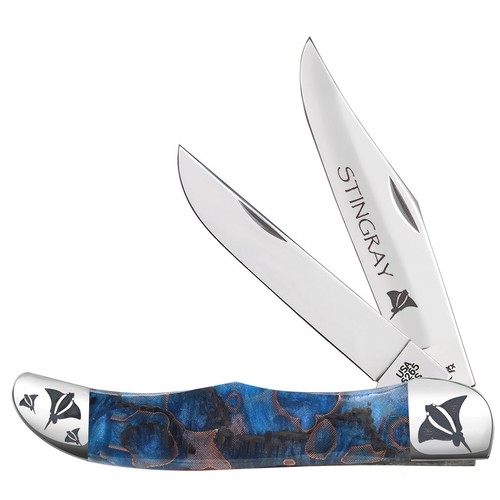 CASE XX KNIVES LRG FOLDING HUNTER-STINGRAY-BLUE METALLIC-YELLOWHORSE ...