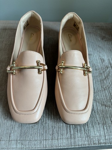 Clarks Womens Pure Block Loafer Size 7 Blush Pink Leather Bit Strap ...