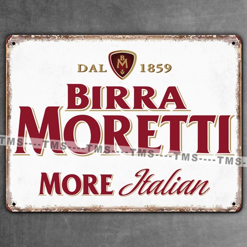 BIRRA MORETTI BEER SIGN RETRO BAR VINTAGE METAL WALL PUB PLAQUE MAN ...