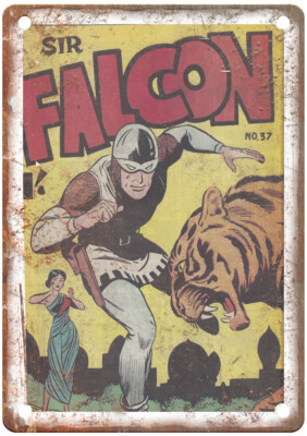 Vintage Comic Book Cover Sir Falcon 37 Retro Look Metal Sign J2285 | eBay