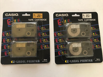 Casio EZ Label Printer Tape Cartridges 1 Pack IR-18WE & 1 Pack IR-18GD ...