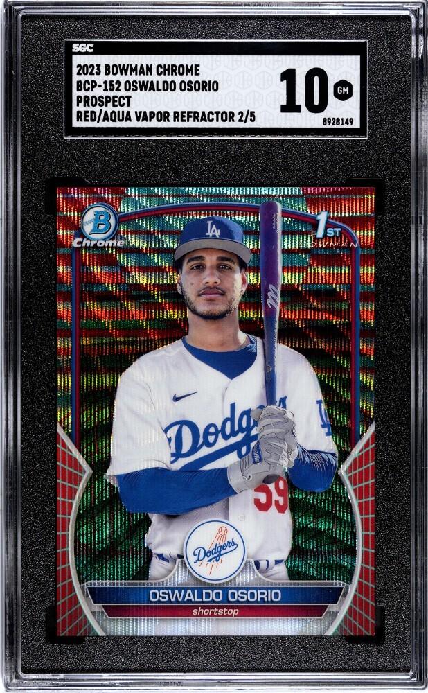 2023 Bowman Chrome Oswaldo Osorio Red Aqua Vapour /5 1st Refractor SGC ...
