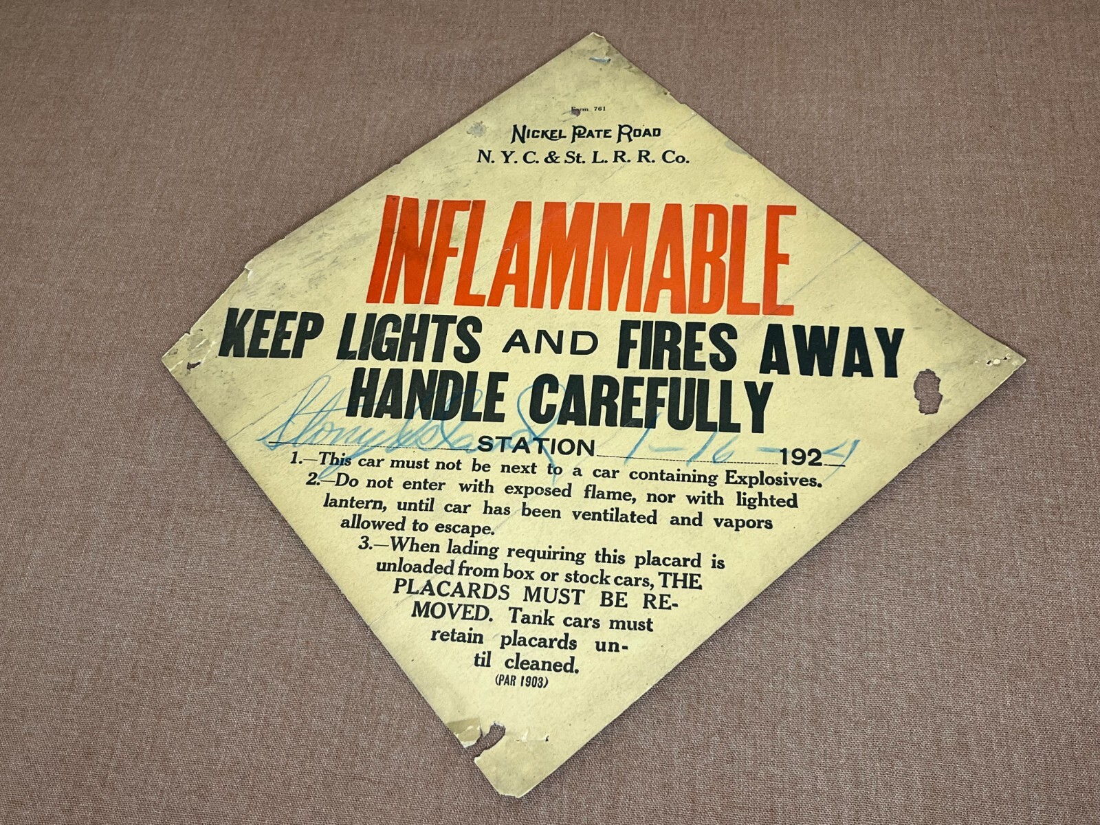 Vintage Paper Railroad Inflammable Sign; NYC, St L RR CO | eBay