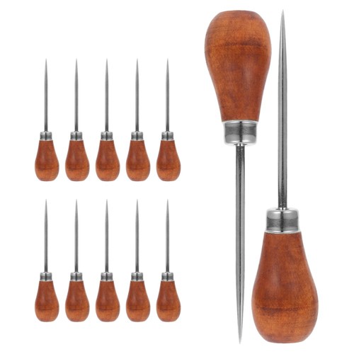 12Pcs Wooden Handle Bookbinding Awl Gourd Shape Sewing Tools for Craft ...