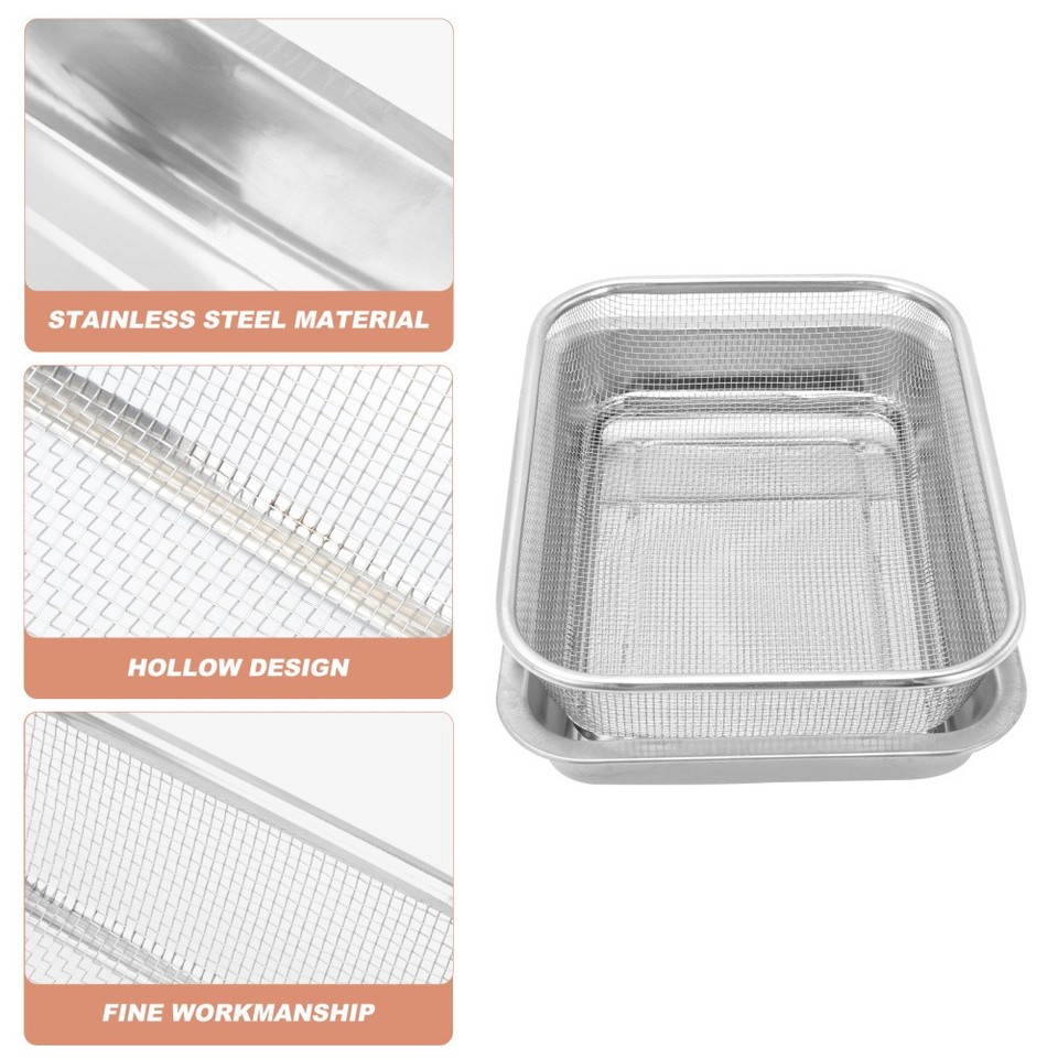 Oil Drain Plate Kitchen Strainer Cooling Rack Stainless Steel Baking ...