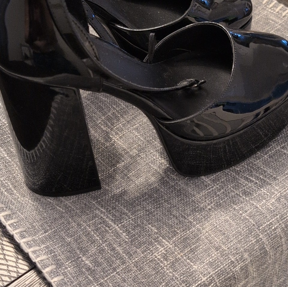 Torrid Black Platform Block Heel Square Toe Ankle Strap Heels Women 10. ...