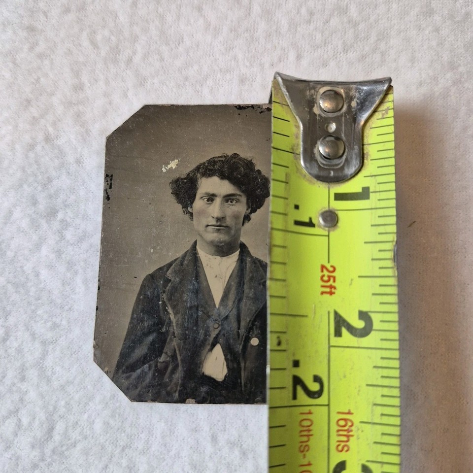 Antique Tin Type Photo - Victorian Man With Curly Hair - 19th Century ...