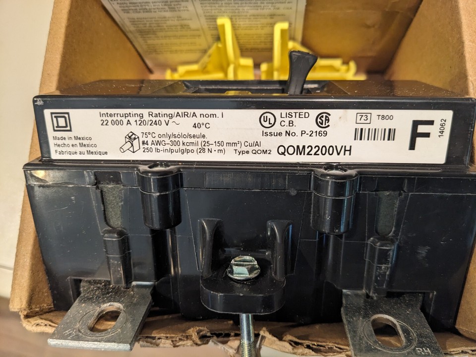 Square D QOM2200VH Main Circuit Breaker 2Pole 200 Amp 120/240v | eBay