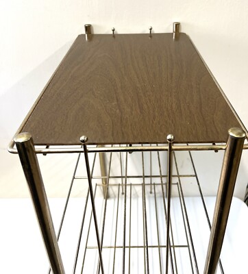 Vintage Mid Century Modern Gold Metal Wire Floor Rack Shelf Stand Faux ...