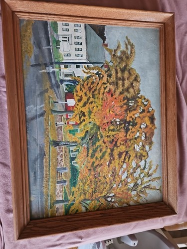 Original "Rainy Day In Essex Centre" Lewis Elwell 1957 Painting Signed ...