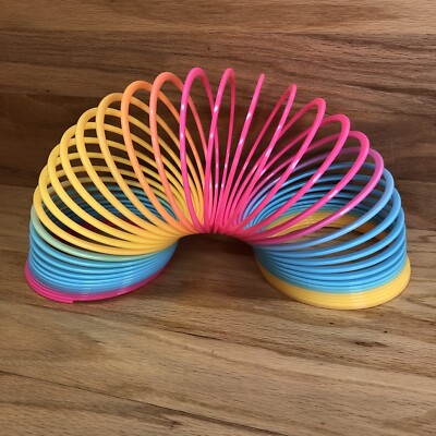 Large Rainbow Slinky Spring Coil Fun Kids Toy Stretchy Bouncing Plastic ...