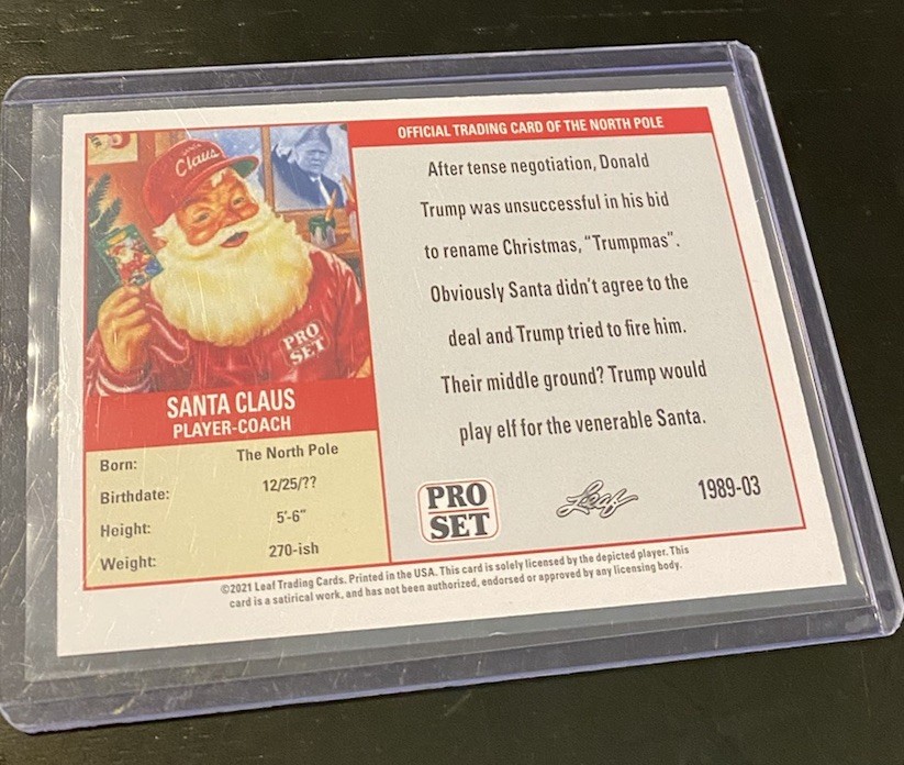 2021 Pro Set Santa Claus Donald Trump #1989-03 Player-Coach Card Only ...