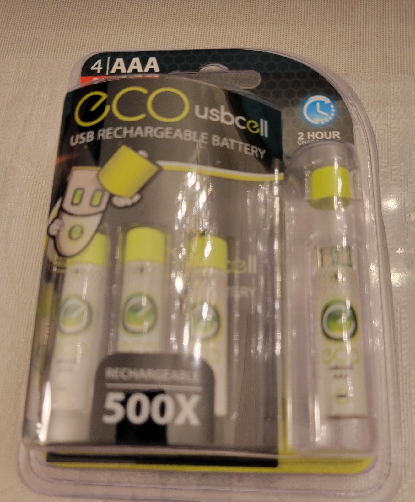 4 AAA ECO USBCELL USB RECHARGEABLE BATTERY ADVANCED LITHIUM TEC 500X 2H ...