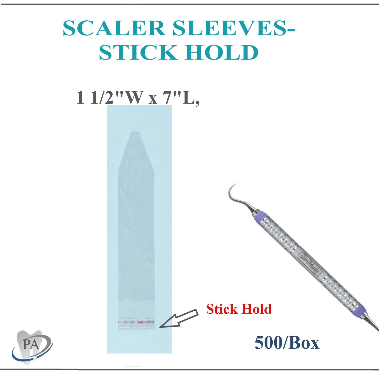 Dental SCALER SLEEVES STICK HOLD 1 1/2"W x 7"L, Scaler Cover 500pcs/Bx ...