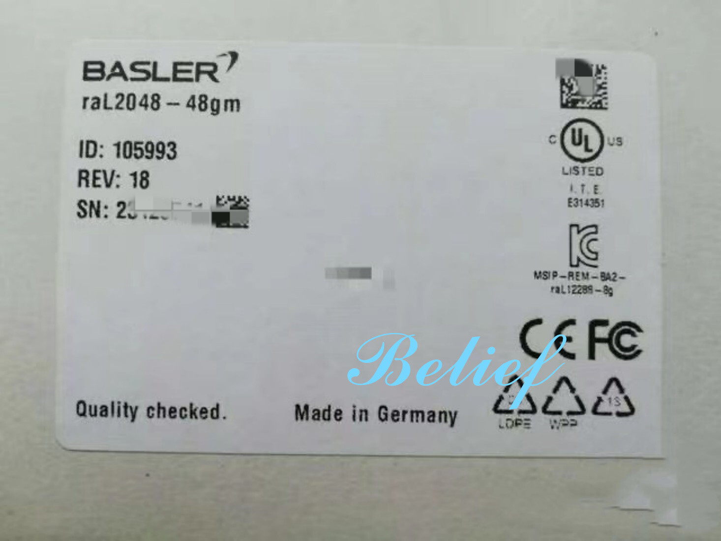 1pc RAL2048-48GM Basler Industrial Camer Brand New Fast delivery ...