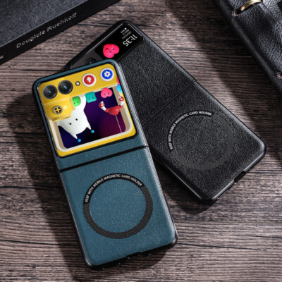Fr Motorola Moto Razr Ultra 2025/Razr 2024 PU Leather Back TPU Magnetic ...