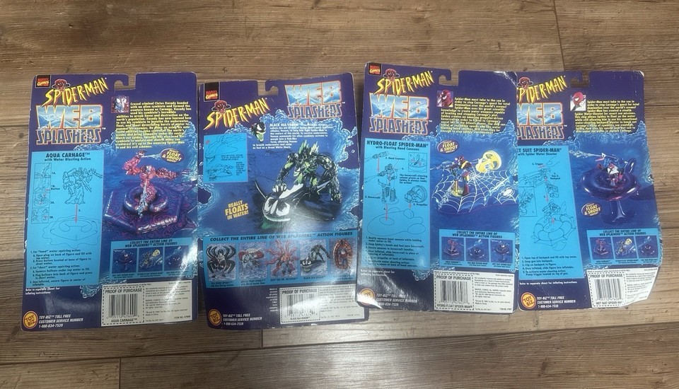 Vtg 90s toy biz lot Of 4 web splashers Venom Carnage Spider-Man New ...