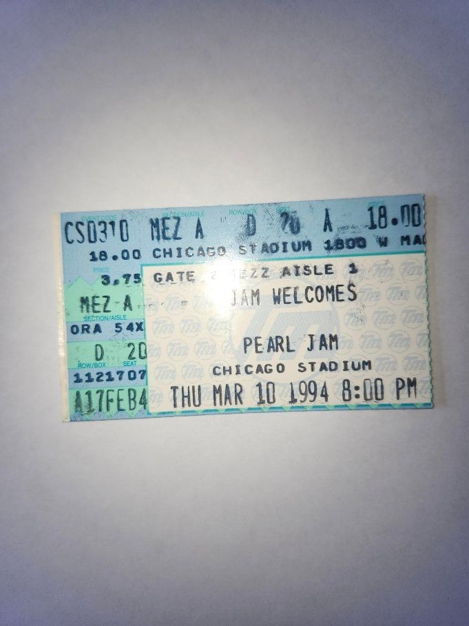 Pearl Jam Chicago Stadium Ticket Stub Thursday March 10 1994 | eBay