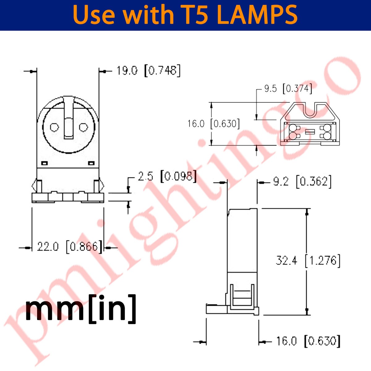 T5 Fluorescent Socket Dimensions