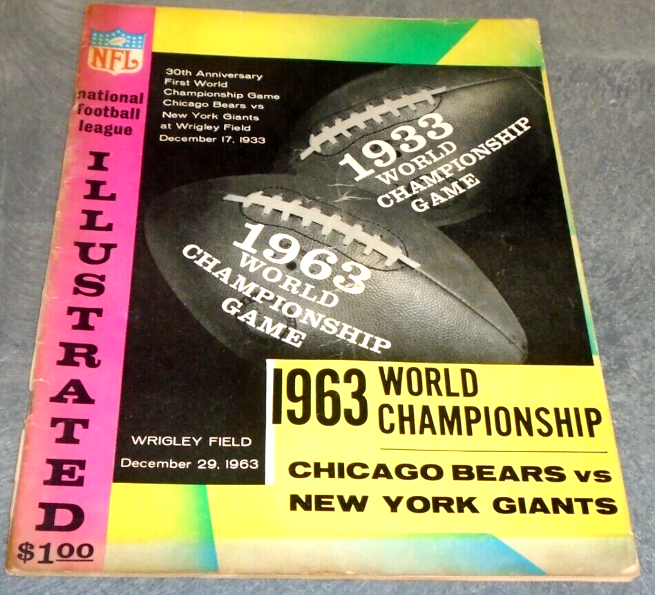 1963 NFL WORLD CHAMPIONSHIP PROGRAM CHICAGO BEARS vs NEW YORK GIANTS ...