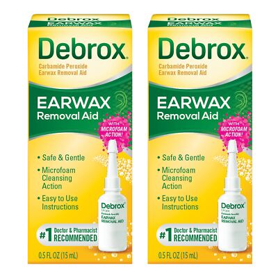 Debrox Ear Wax Removal Drops Pack of 2 Microfoaming Ear Cleaning ...