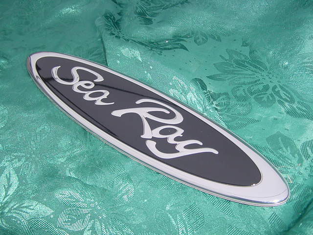 SEA RAY CHROME BLACK OVAL SIDE HULL EMBLEM NEW 13"x2-3/4" x 1/4" USA | eBay