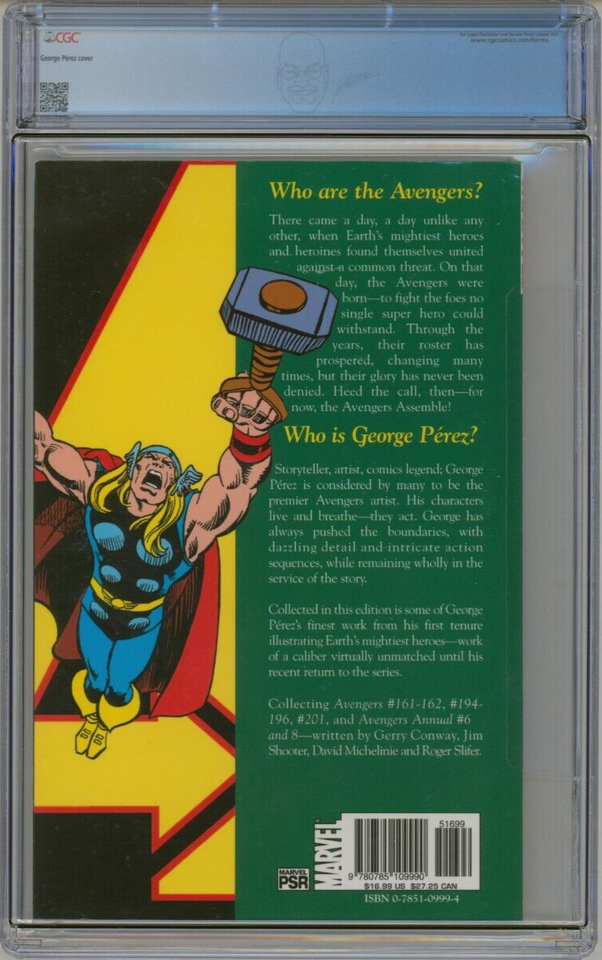 George Perez Personal Collection Copy CGC 9.0 Marvel Legends TPB ...