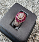 Effy 14K Rose Gold Ruby 1-5/8cttw & Diamond 5/8cttw Baguette Cluster ...