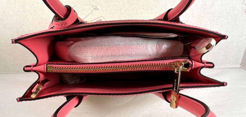 Michael Kors Mercer Medium Logo Embossed Cotton Canvas Satchel ...