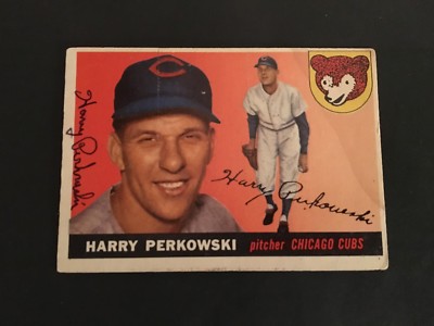 1955 TOPPS BASEBAL #184 HARRY PERKOWSKI AUTO. VG-EX FROM THE MASTRO ...
