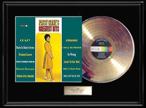 PATSY CLINE DECCA GREATEST HITS GOLD RECORD LP ALBUM NON RIAA AWARD ...
