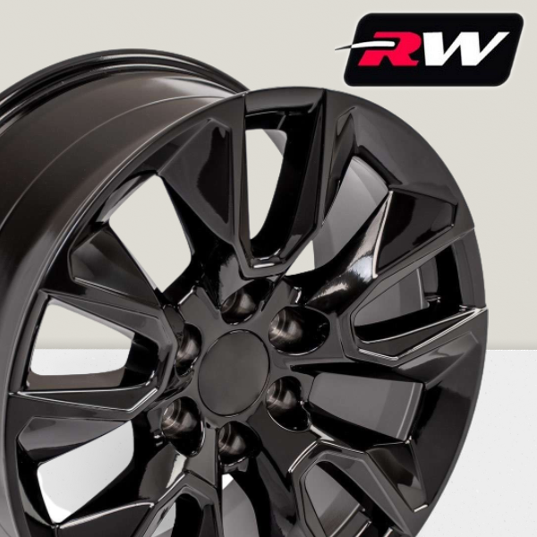 GLOSS BLACK RST SILVERADO 1500/TAHOE/SUBURBAN WHEELS SET 20x9" FITS ...