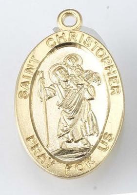 MRT 14K Gold over Sterling Silver 7/8" St Christopher Medal w 20" Chain ...