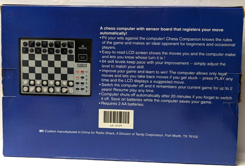 1980s Radio Shack Electronic Companion Chess Sensory Computer Model 60 ...