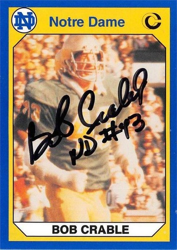 Bob Crable autographed football card 1990 College Collection #20 ...