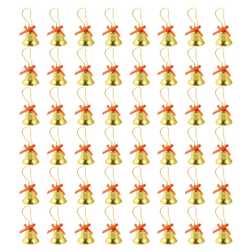 50pcs Xmas Bell Golden Bow Bell Christmas Pendants Bowknot Decorations ...