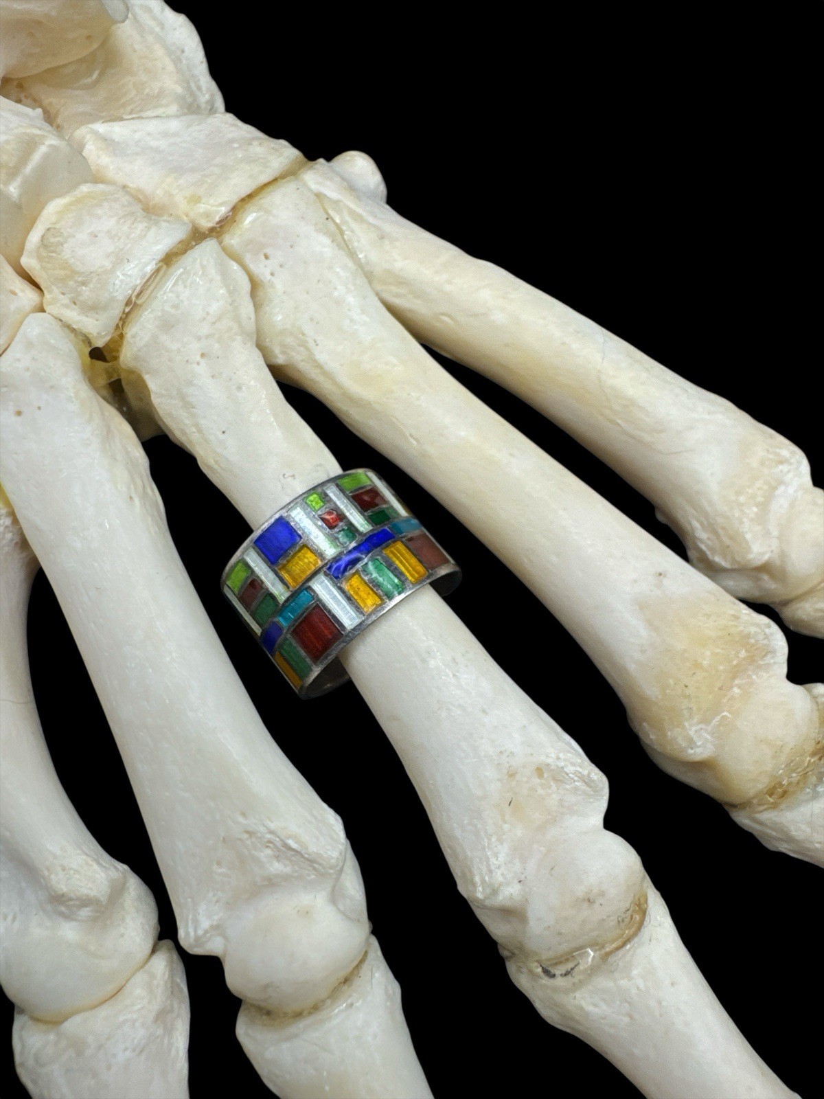 Vintage Southwest Sterling Silver Colorful Chunky Inl… - Gem