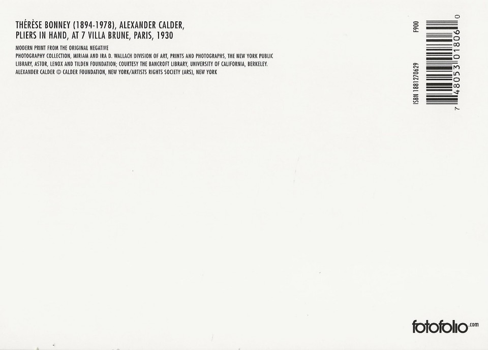 Postcard Therese Bonney, Photographer "Alexander Calder, w/ Pliers ...