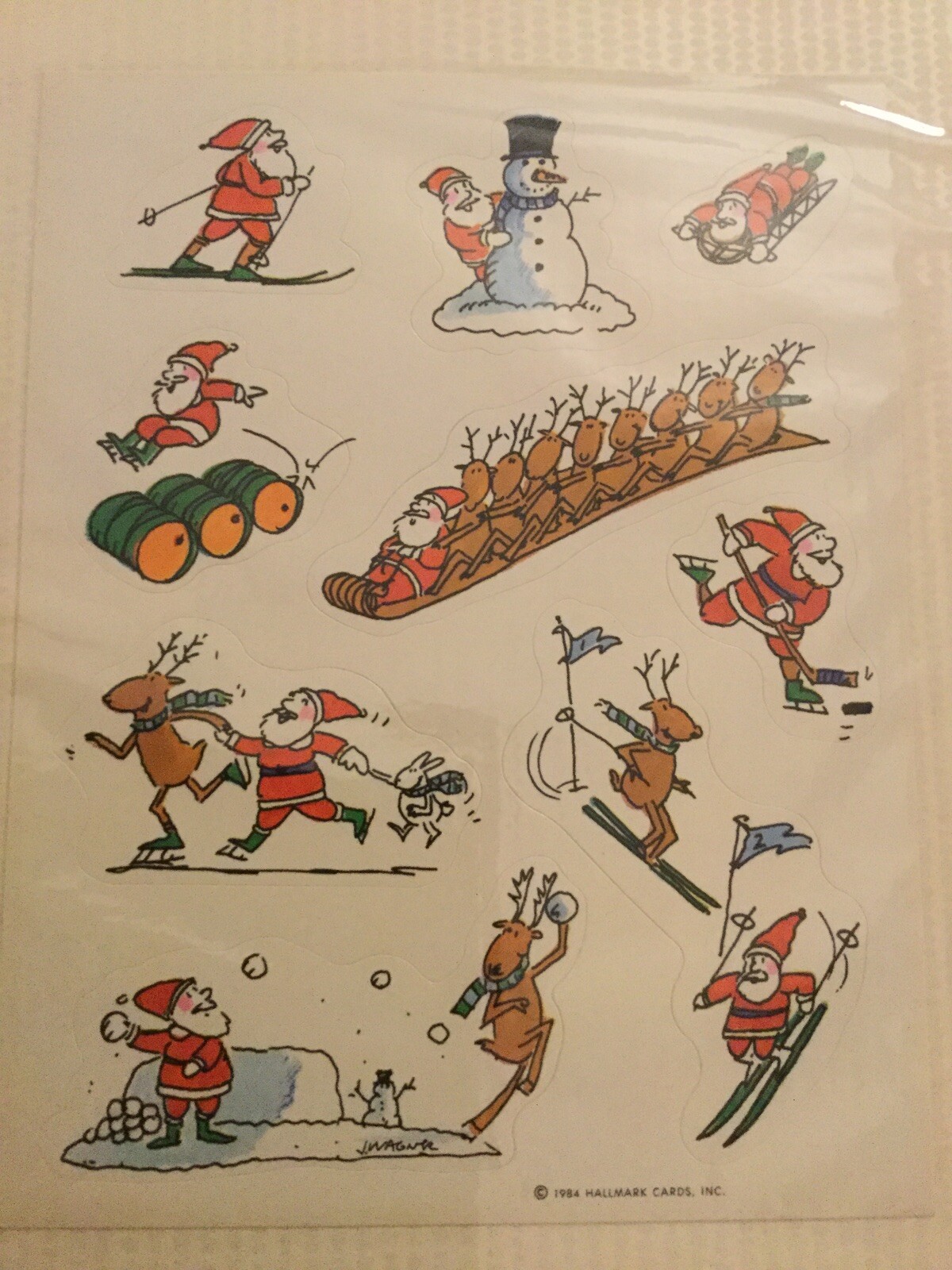 Vintage Funny Santas Hallmark 1984 Sticker Sheet | eBay