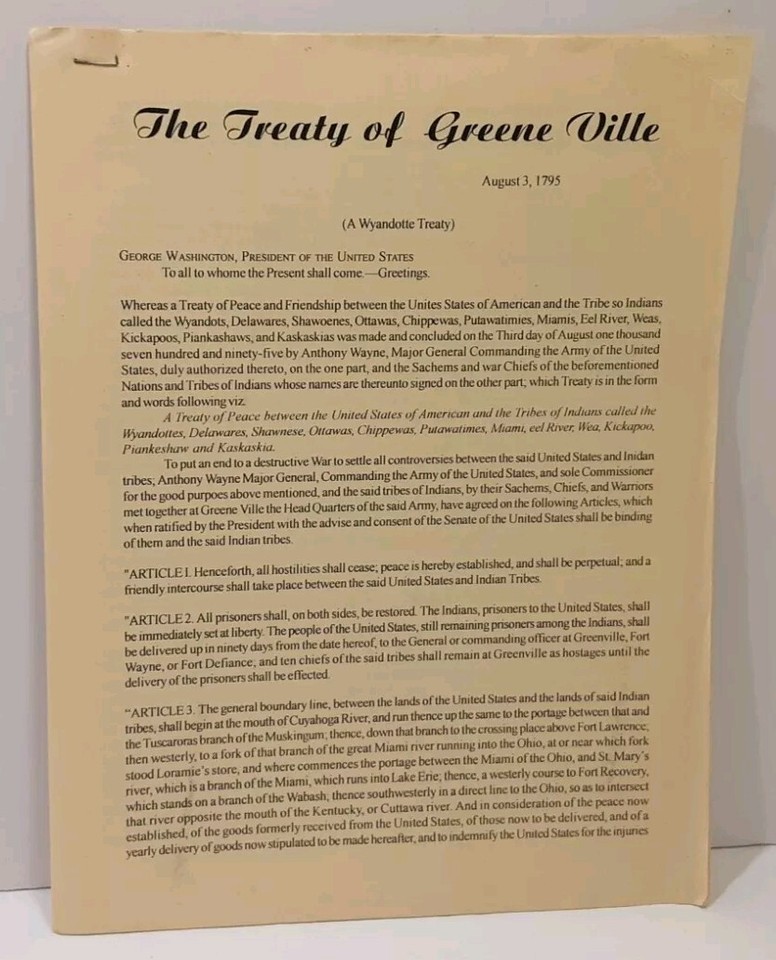 Native Americans Green Ville Peace Treaty 1795 Toni Seiler 1997 ...