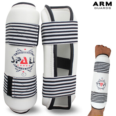 Boxing Kickboxing MMA Elbow Forearm Protector Cuff Pad Guard White Pair ...